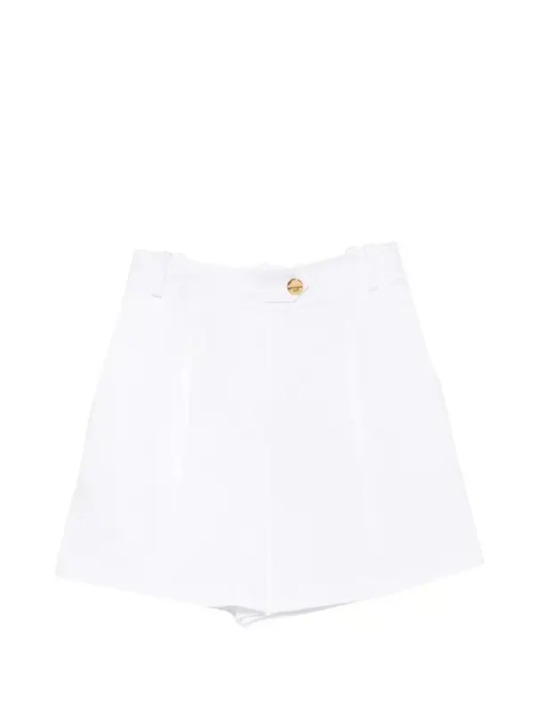 Elisabetta Franchi Gabardine Shorts With Golden Metal Buttons - White