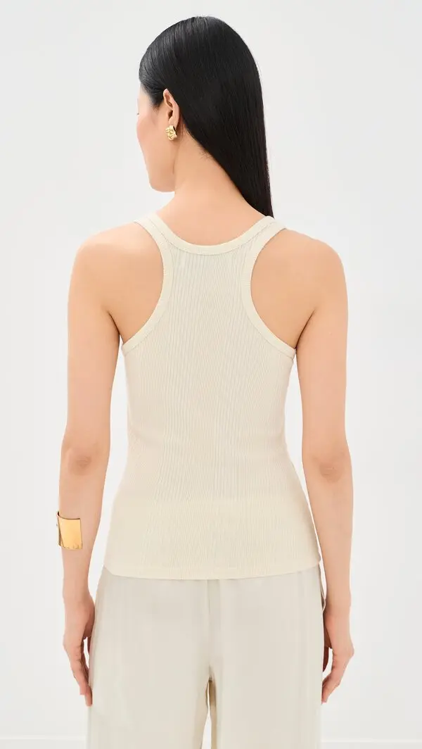 Sprwmn Ribbed Scoop Neck Tank Top - Creme
