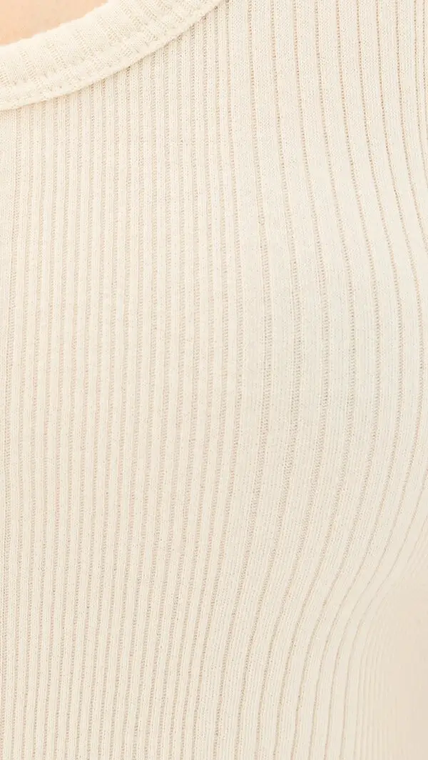 Sprwmn Ribbed Scoop Neck Tank Top - Creme