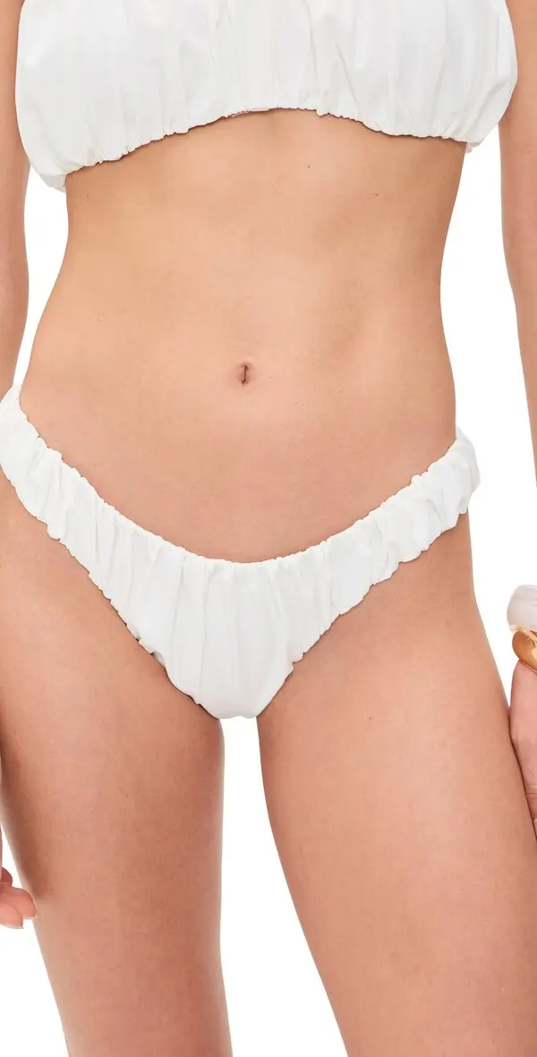 Caroline Constas Dorit Ruched Bikini Bottom - Ivory
