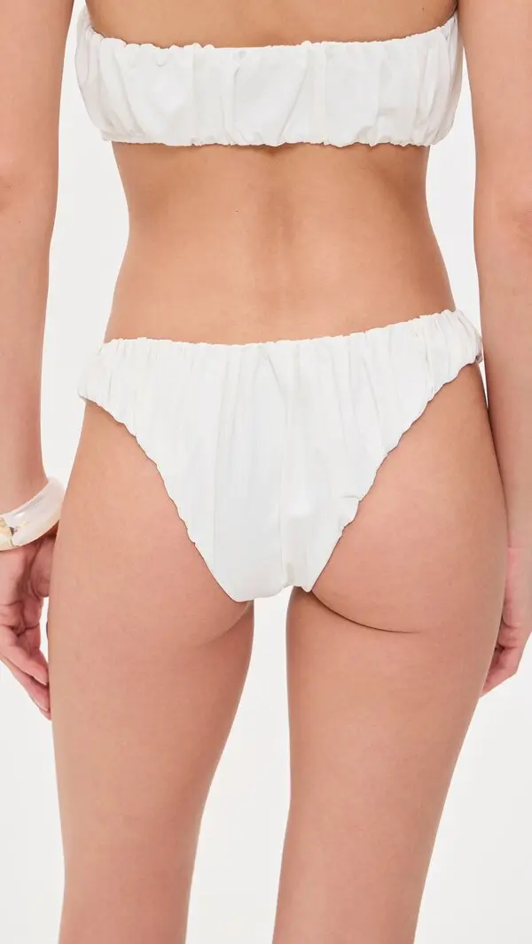 Caroline Constas Dorit Ruched Bikini Bottom - Ivory