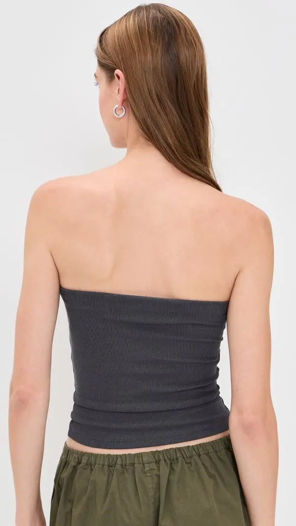 THE LINE BY K Izzy Tube Top With Knotted Detail - Deep Grey