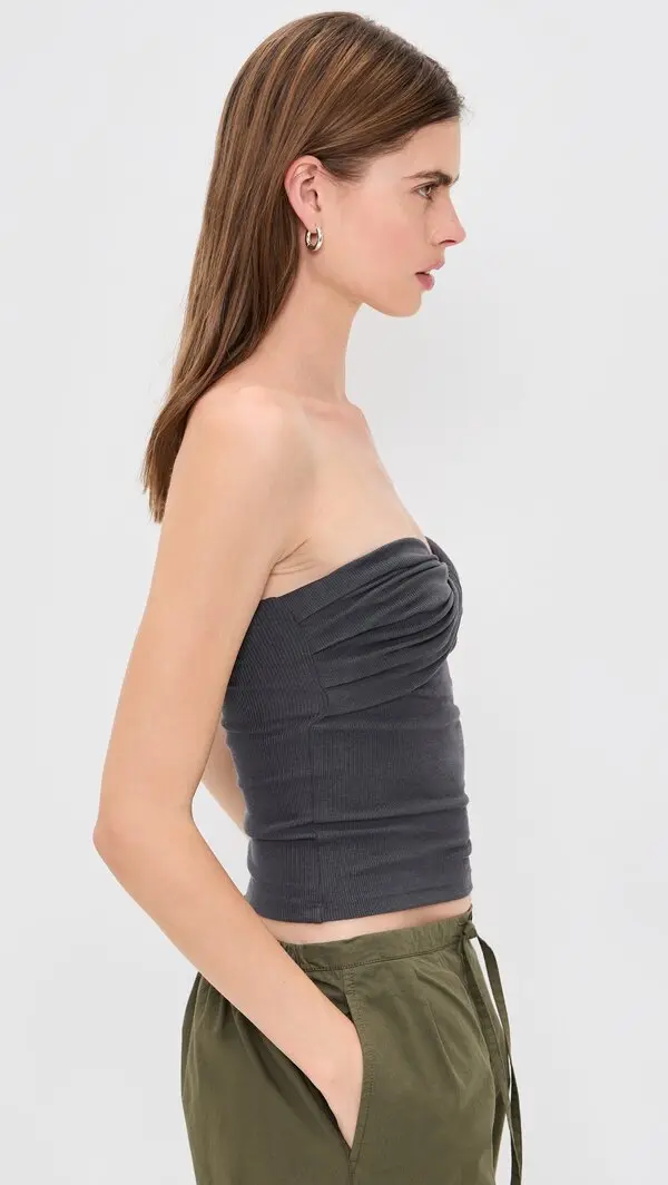 THE LINE BY K Izzy Tube Top With Knotted Detail - Deep Grey