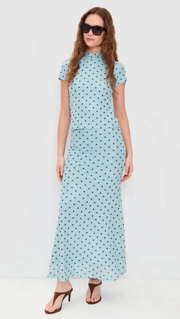 ANOTHER GIRL Polka Dot Mesh Maxi Skirt