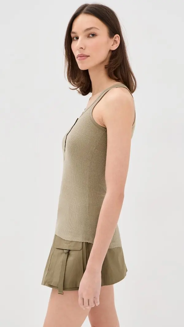Isabel Marant Étoile Helma Silk Ribbed Henley Top - Light Bronze