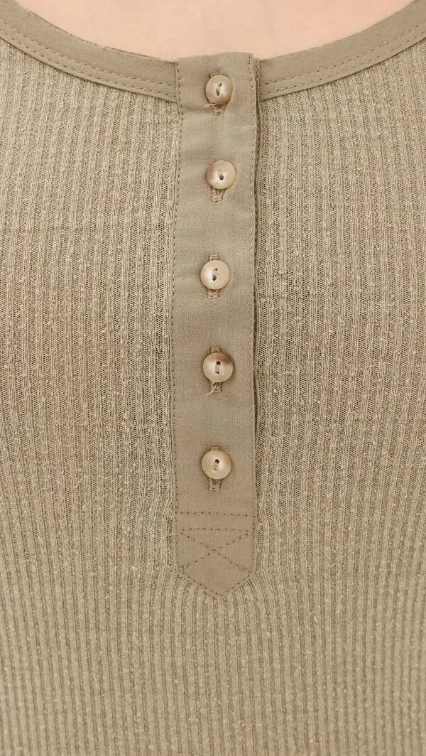 Isabel Marant Étoile Helma Silk Ribbed Henley Top - Light Bronze