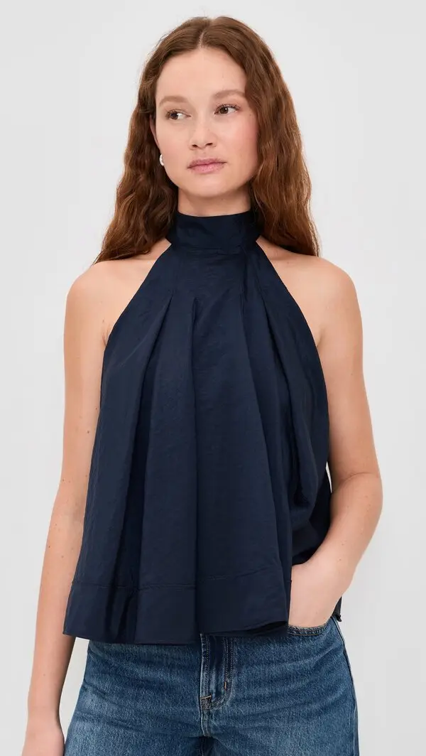 Cinq À Sept Jagger Halter Neck Sleeveless Top - Navy