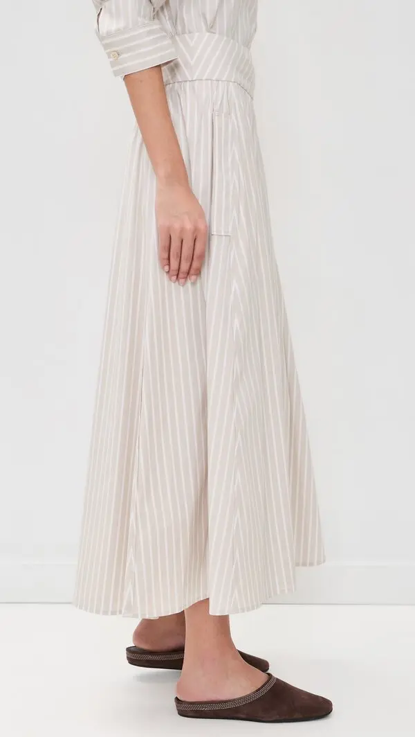 Theory A-line Stripe Midi Skirt