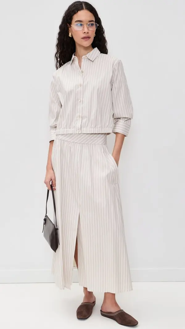 Theory A-line Stripe Midi Skirt