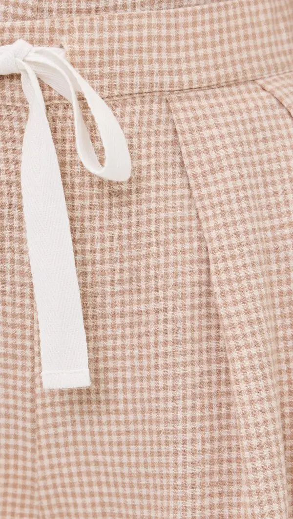 Eberjey Linen Blend Relaxed Shorts - Gingham White