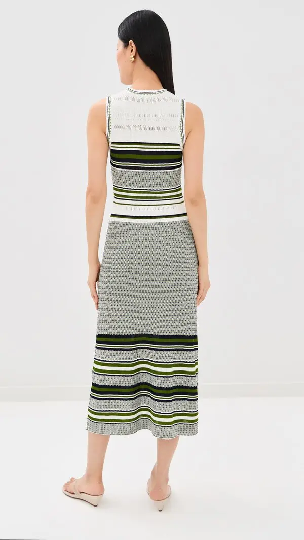 Veronica Beard Dawna Knit Midi Dress - Navy/cactus/off White