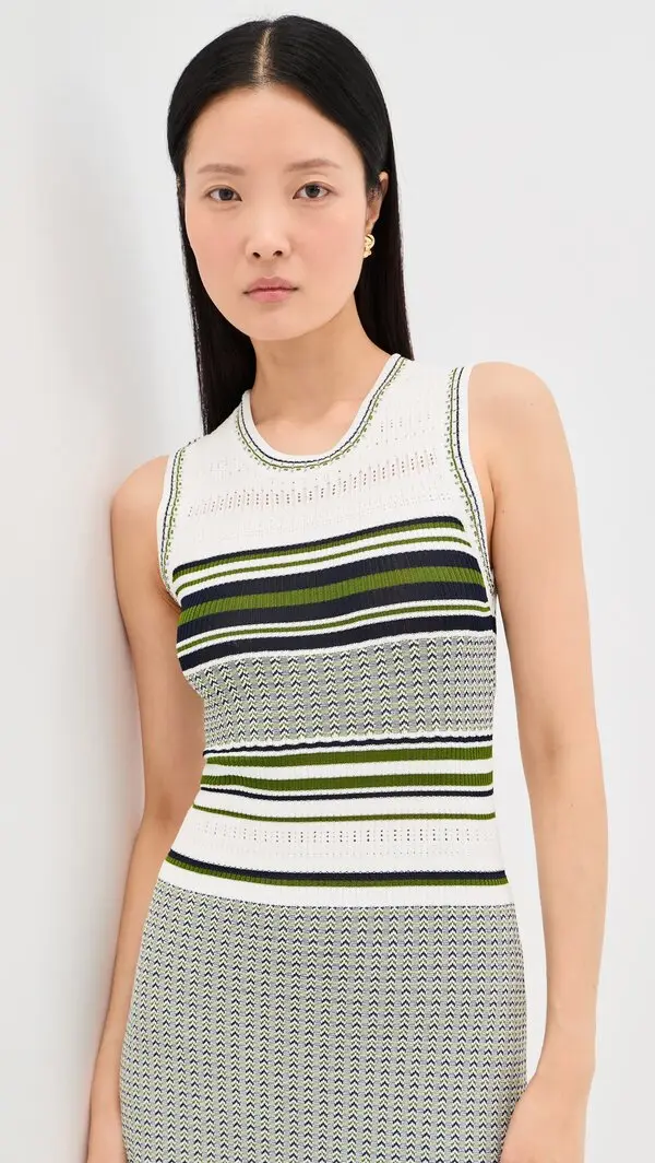 Veronica Beard Dawna Knit Midi Dress - Navy/cactus/off White