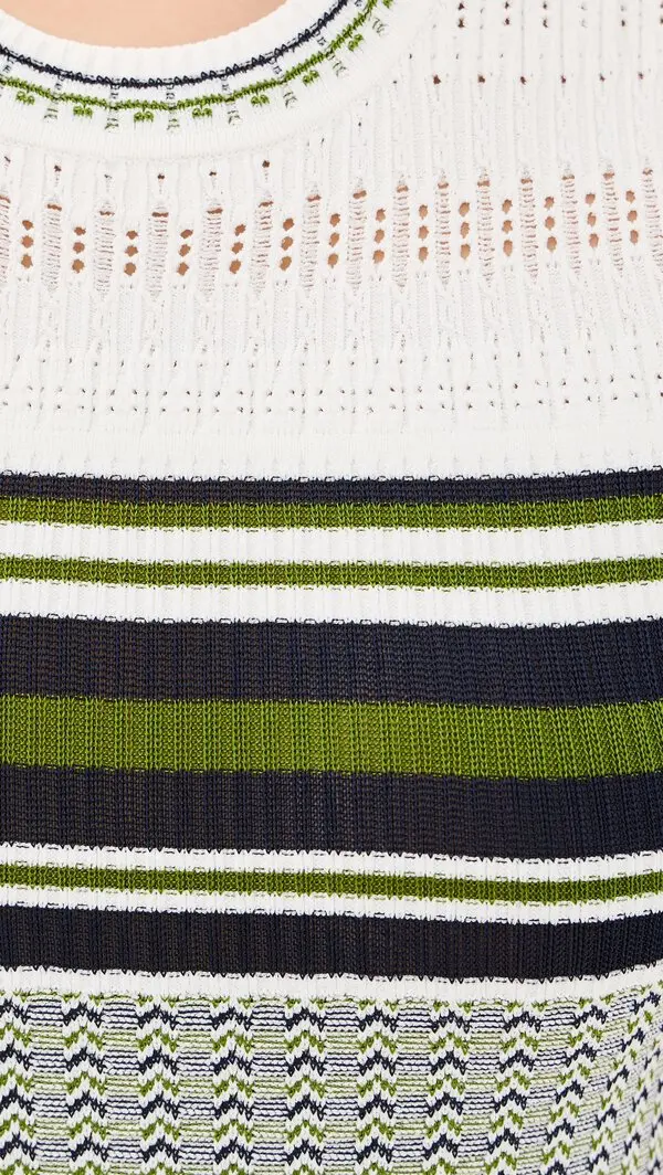 Veronica Beard Dawna Knit Midi Dress - Navy/cactus/off White
