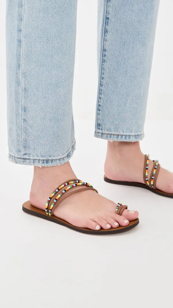 Manebí Leather Beaded Sandals
