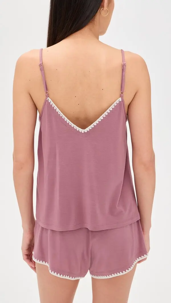 Eberjey Frida The Whip Stitch Cami And Shorts Set - Fig/ivory