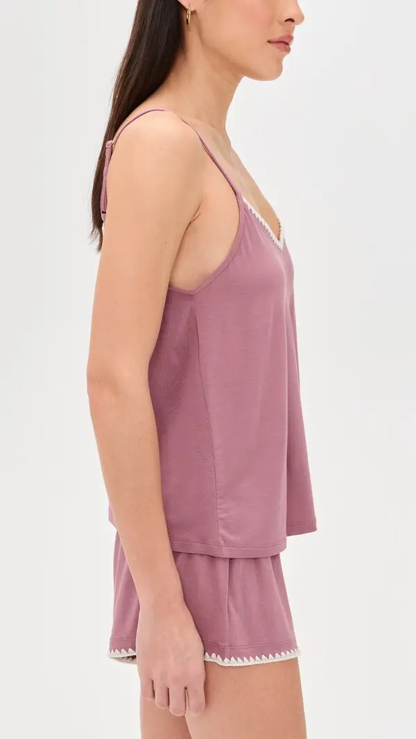 Eberjey Frida The Whip Stitch Cami And Shorts Set - Fig/ivory