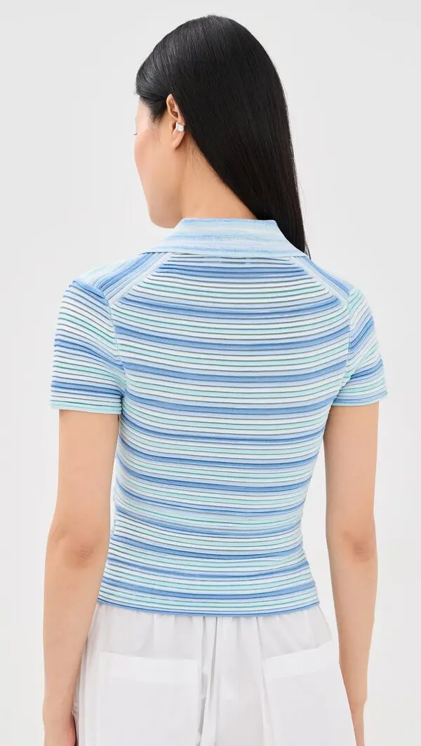 Simkhai Paxton Knit Polo With Contrast Collar - Periwinkle Multi