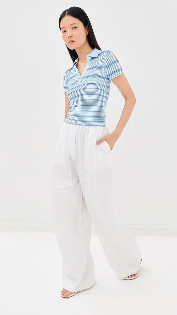 Simkhai Paxton Knit Polo With Contrast Collar - Periwinkle Multi