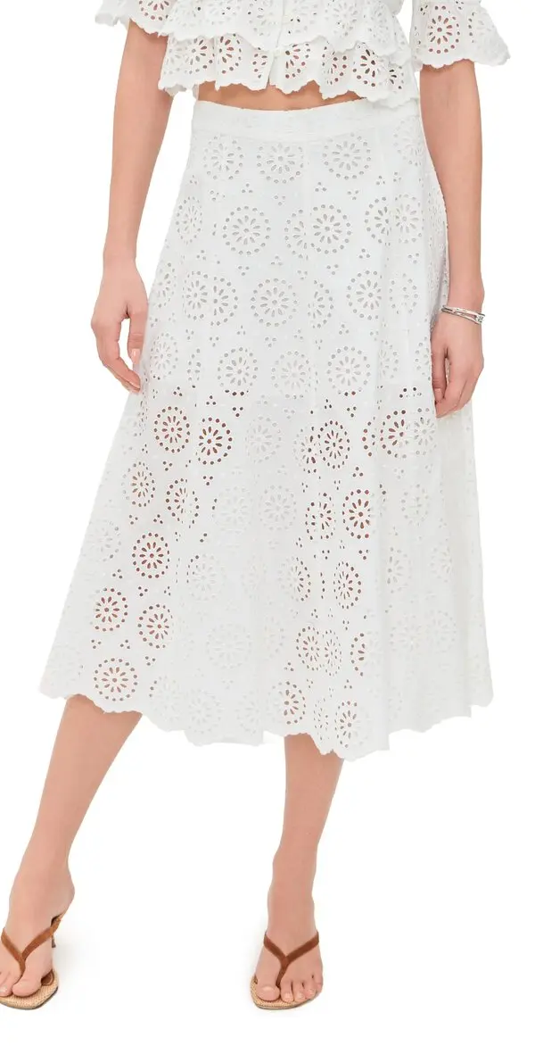 FRAME Eyelet Skirt - White
