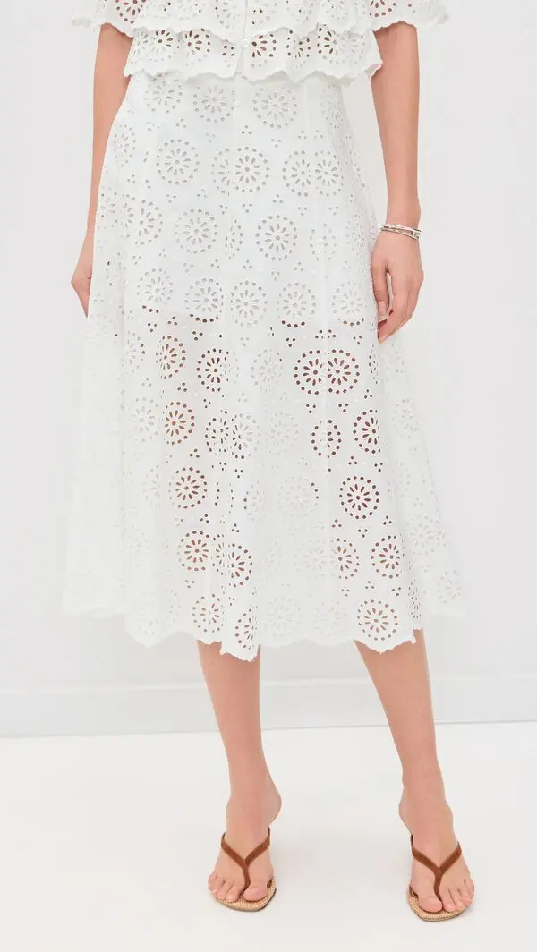 FRAME Eyelet Skirt - White