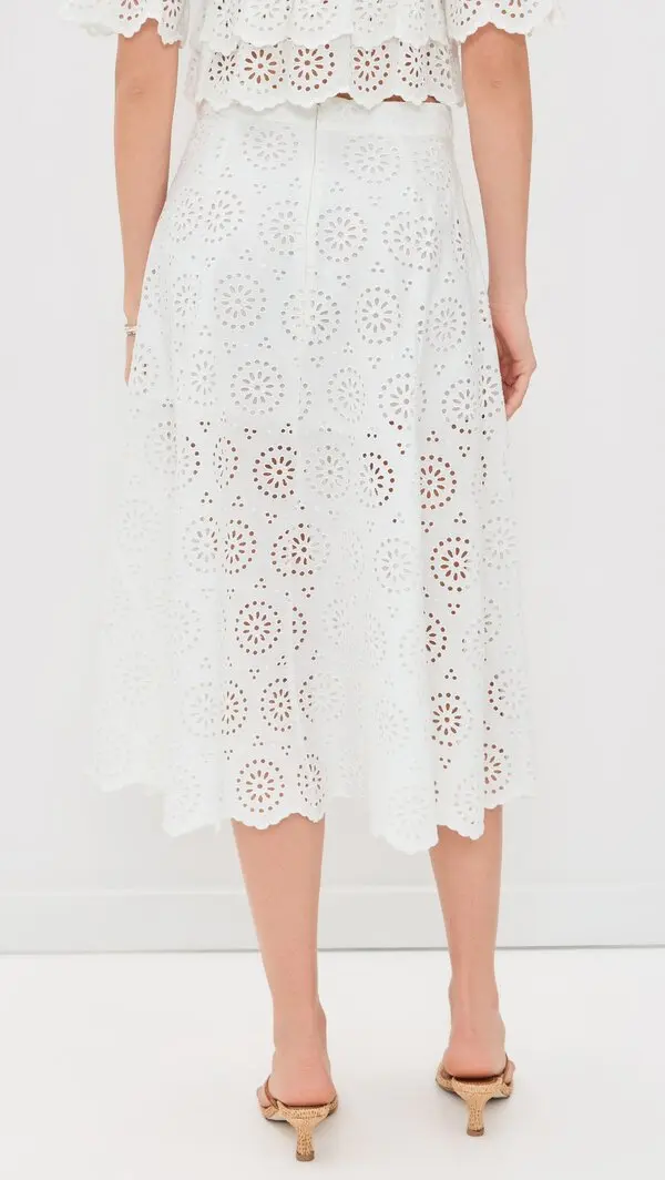 FRAME Eyelet Skirt - White
