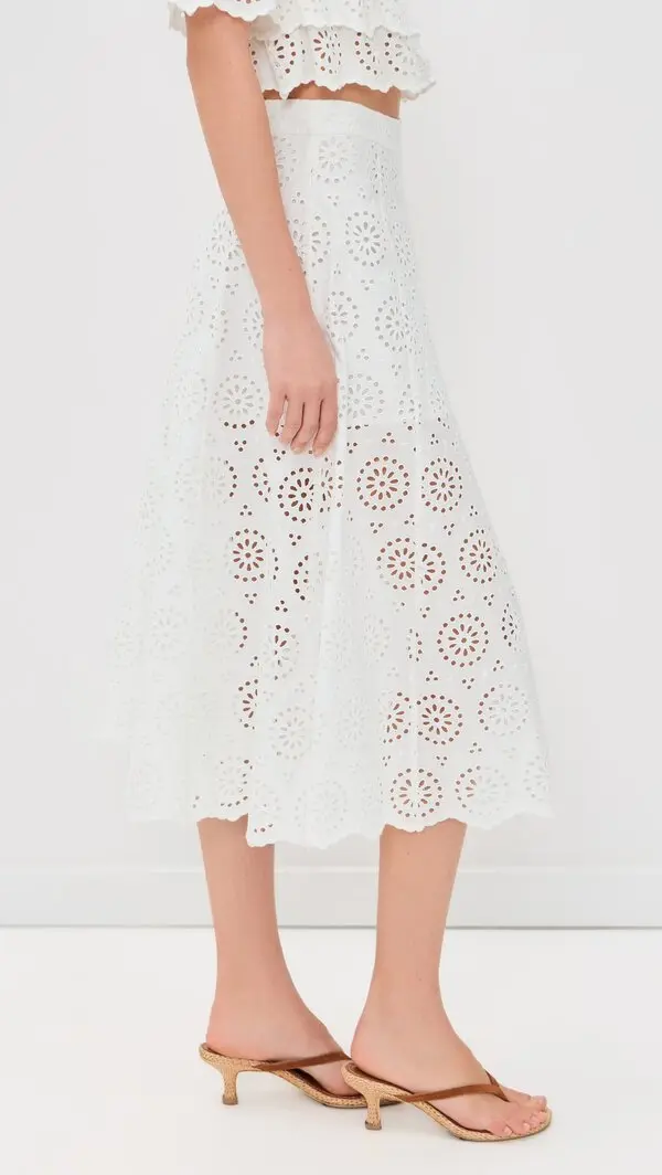 FRAME Eyelet Skirt - White