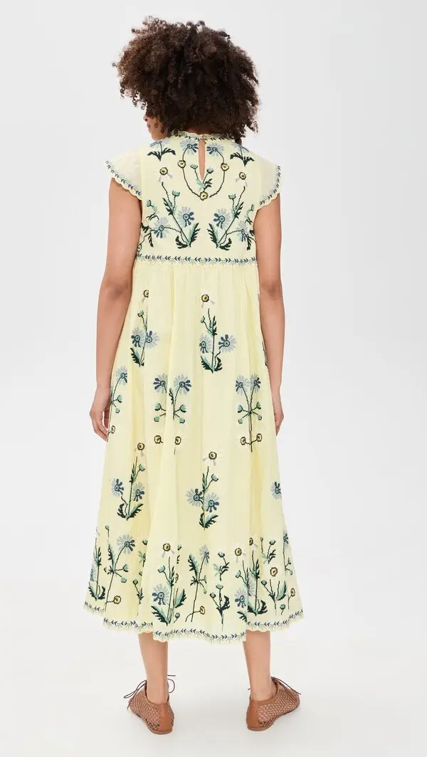 Sea Audra Embroidered Midi Dress - Butter