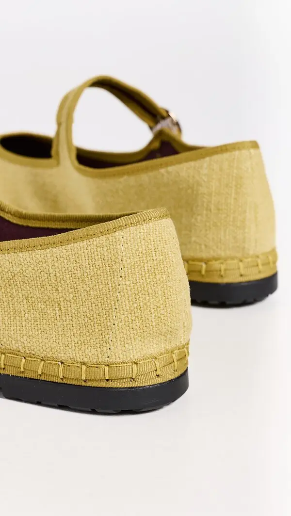 FLABELUS Linen Mary Janes - Yellow