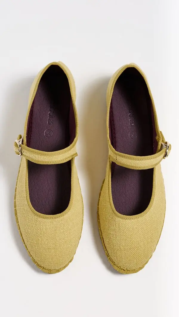 FLABELUS Linen Mary Janes - Yellow