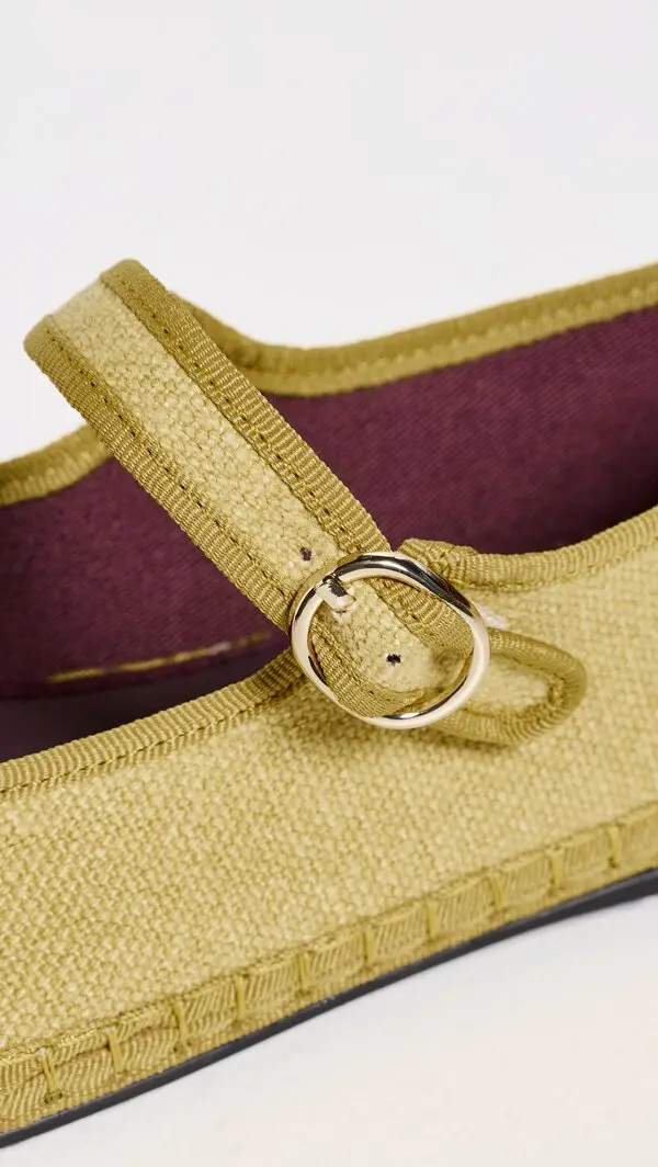 FLABELUS Linen Mary Janes - Yellow