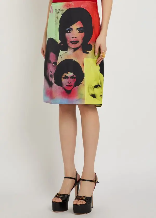 Versace Printed Silk Midi Skirt