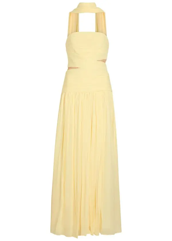 SELF-PORTRAIT Scarf-effect Ruched Chiffon Maxi Dress