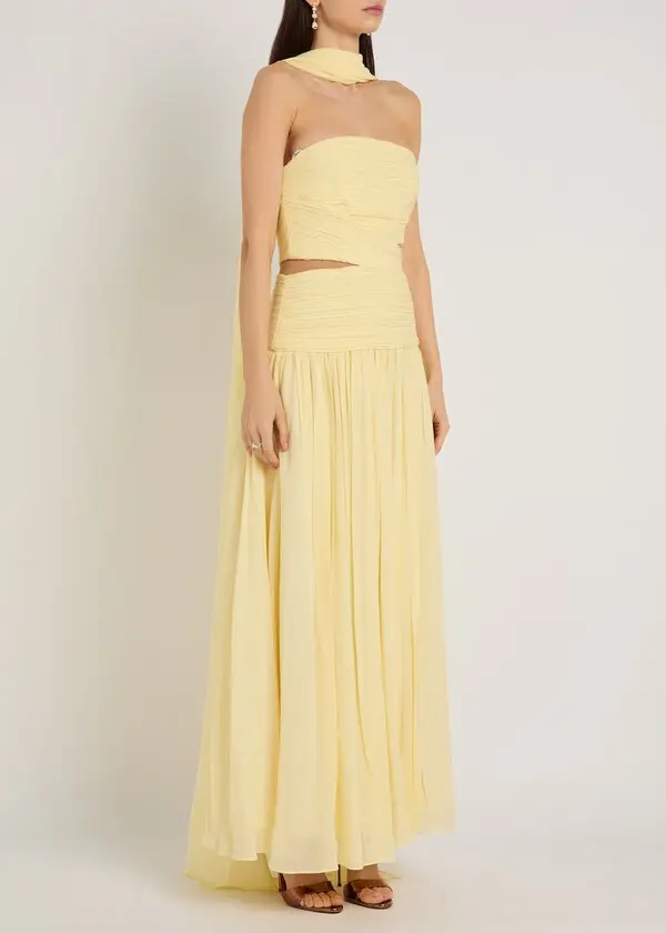 SELF-PORTRAIT Scarf-effect Ruched Chiffon Maxi Dress