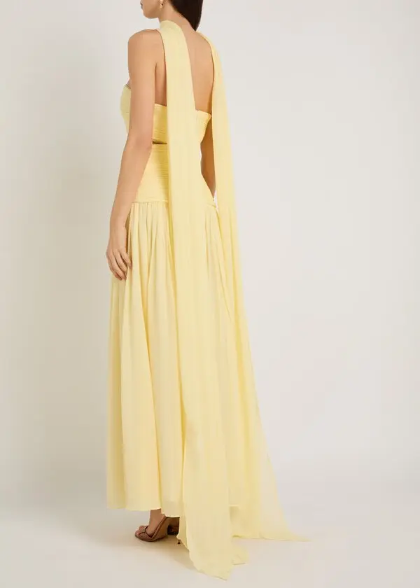 SELF-PORTRAIT Scarf-effect Ruched Chiffon Maxi Dress