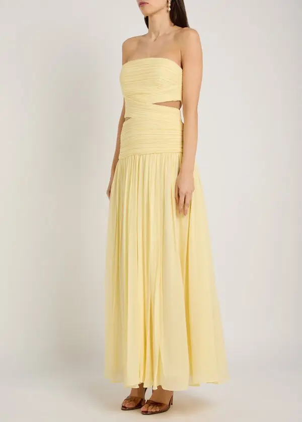 SELF-PORTRAIT Scarf-effect Ruched Chiffon Maxi Dress