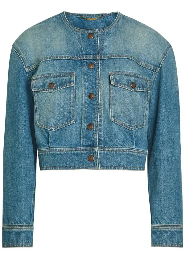 Chloé Cropped Denim Jacket - Blue