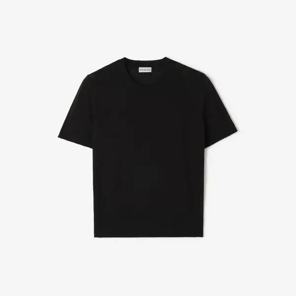 Burberry Check Panel Wool Silk Top - Black