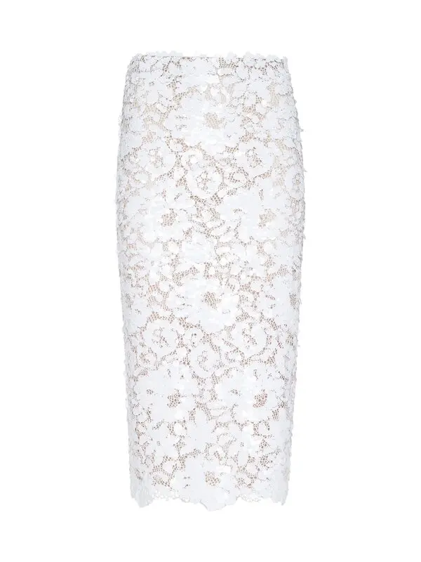 L'Agence Makena Sequin Pencil Skirt - White