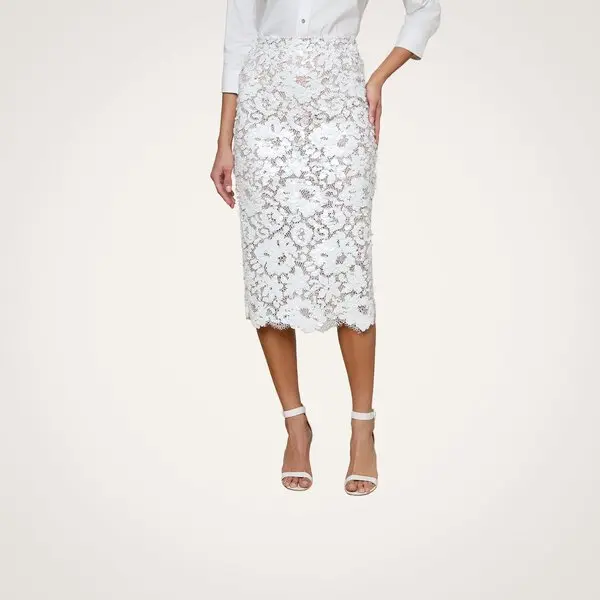 L'Agence Makena Sequin Pencil Skirt - White