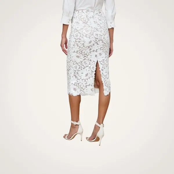 L'Agence Makena Sequin Pencil Skirt - White