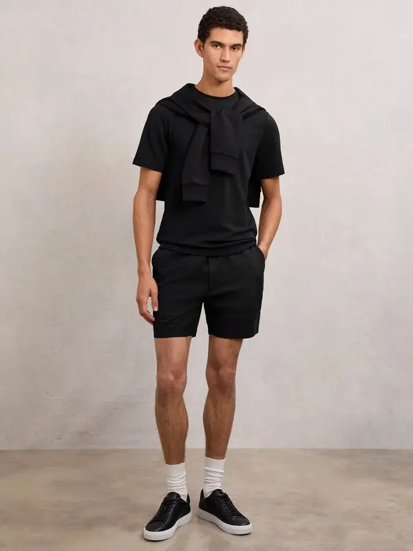 REISS Textured Drawstring Shorts - Black