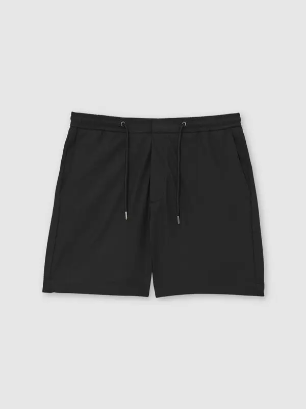 REISS Textured Drawstring Shorts - Black