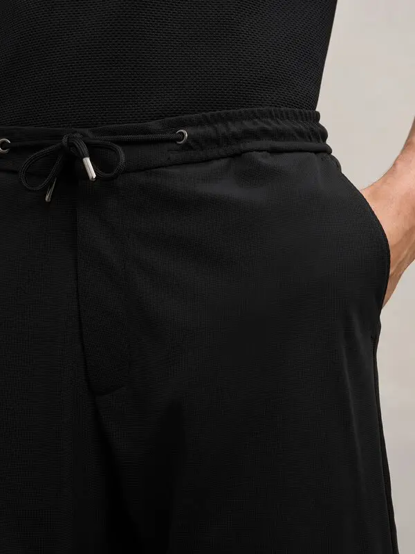 REISS Textured Drawstring Shorts - Black