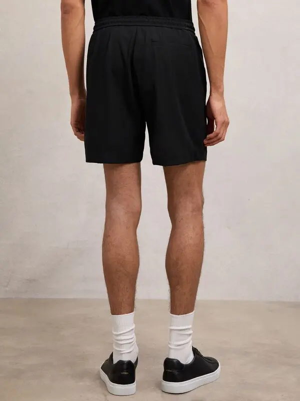 REISS Textured Drawstring Shorts - Black