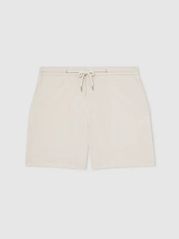 REISS Textured Drawstring Shorts - Stone