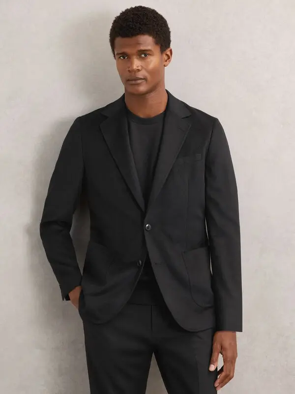 REISS Patch Single-breasted Blazer With Gilet Insert - Black