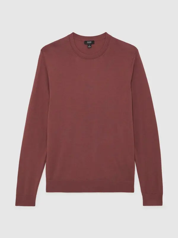 REISS Wessex Merino Wool Crew Neck Jumper - Raspberry Pink