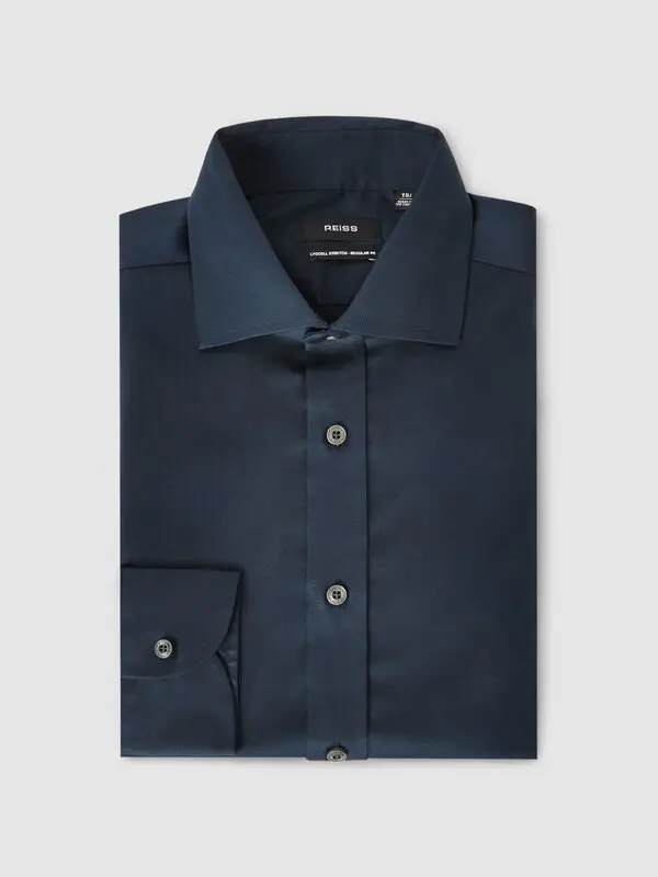 REISS Bishopsgate Regular Fit Cotton-blend Stretch Shirt - Blue