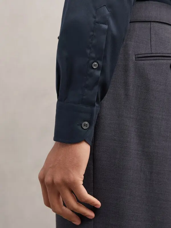 REISS Bishopsgate Regular Fit Cotton-blend Stretch Shirt - Blue