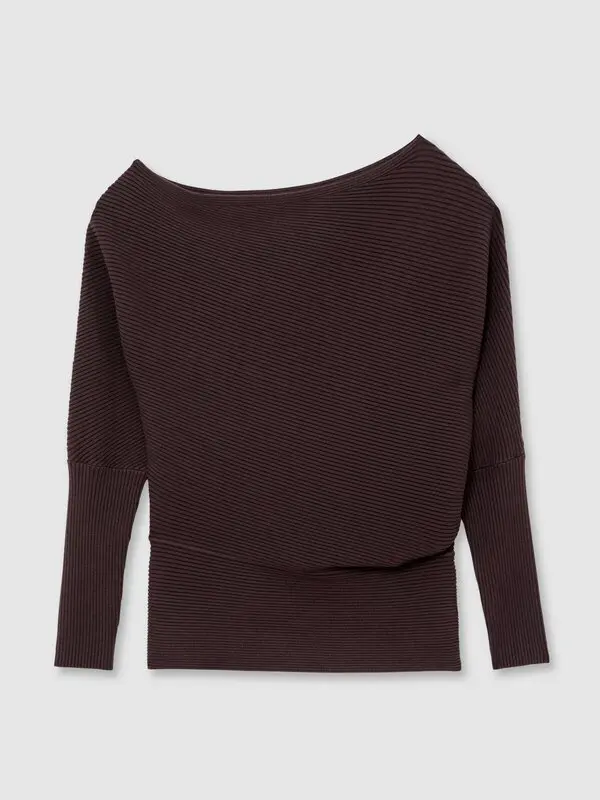 REISS Lorna Asymmetric Draped Knitted Jumper